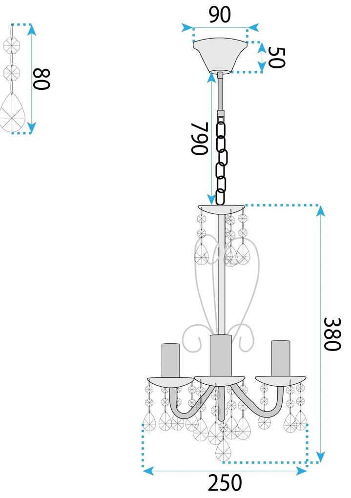 Toolight Závěsné osvětlení Retro D79 EBT012-3CP zlaté