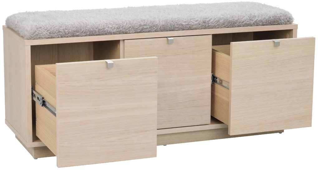 Rowico světle hnědá lavice s úložným prostorem CONFETTI a šedým sedákem 106 cm 103768