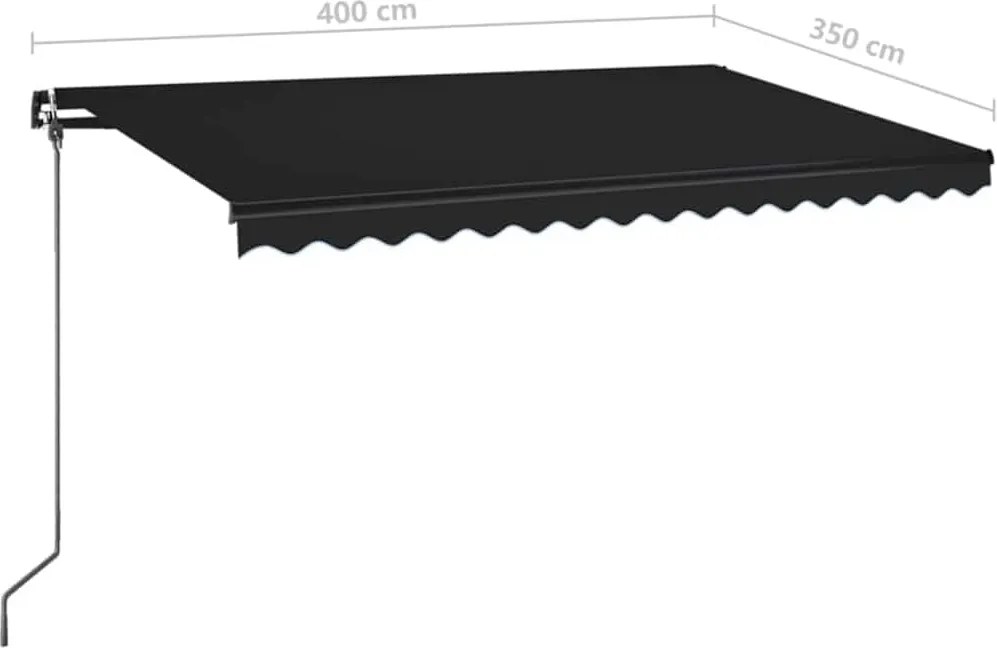 Ručně zatahovací markýza 400 x 350 cm antracitová 3069179