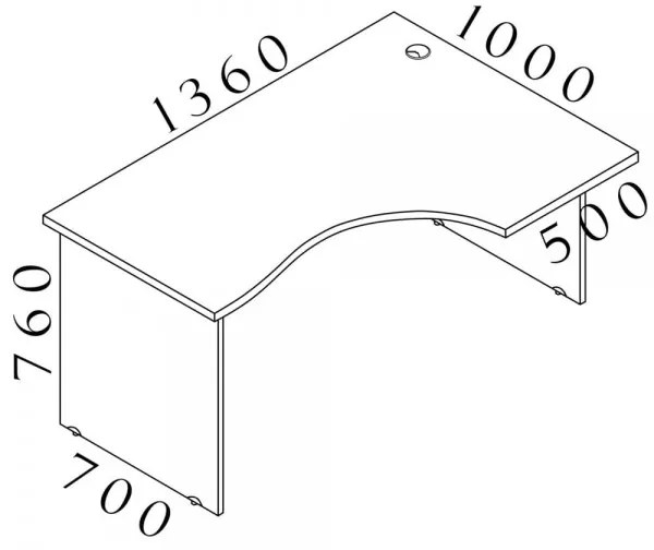 Rohový stůl Visio LUX 136 x 100 cm, pravý