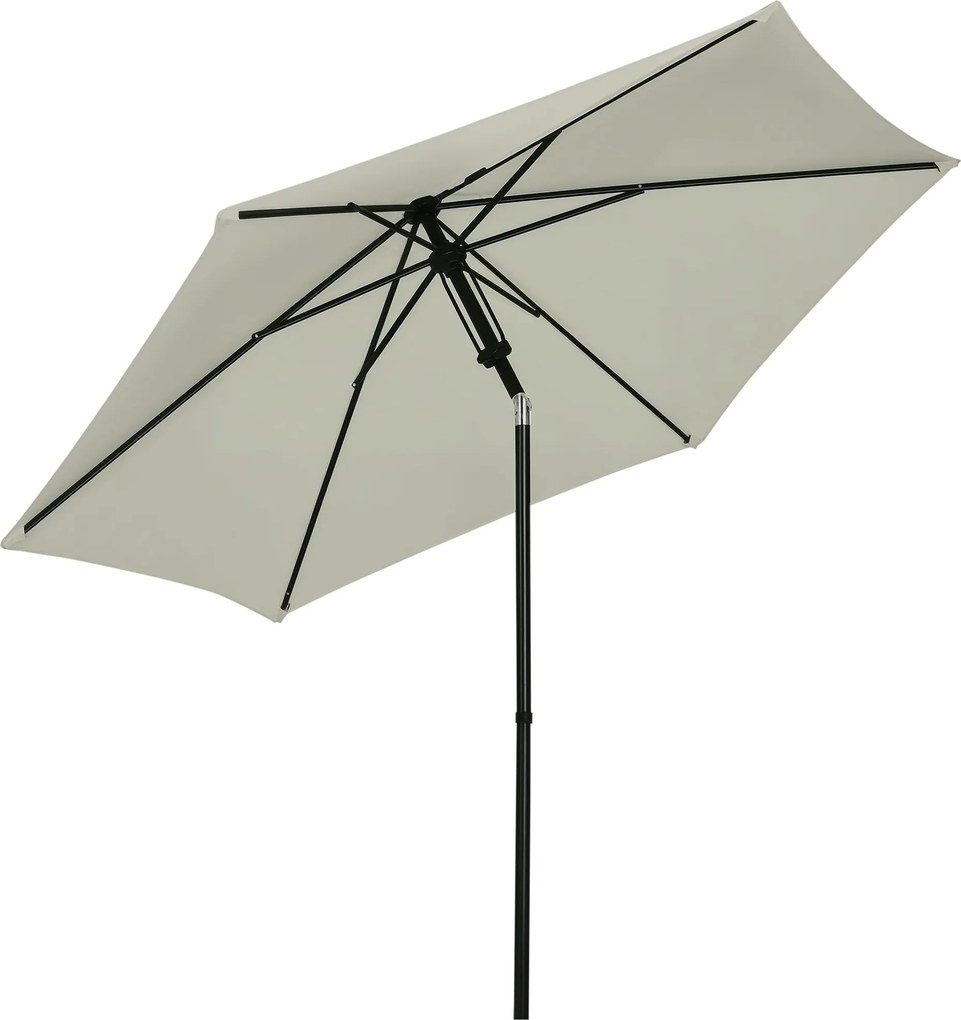 Slunečník do zahrady Outsunny s nastavitelným sklonem, rovný, manuálně ovládaný, s kovovou konstrukcí, hustota polyesteru 180 g/m², Ø 265 x 235H cm, s