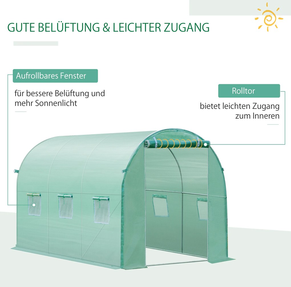 Polyethylenová fólie Outsunny, 3x2x2m, náhradní fólie se 6 okénky, pro zahradní tunel, skleník, polytunel, skleníková fólie, zahradní fólie | Aosom