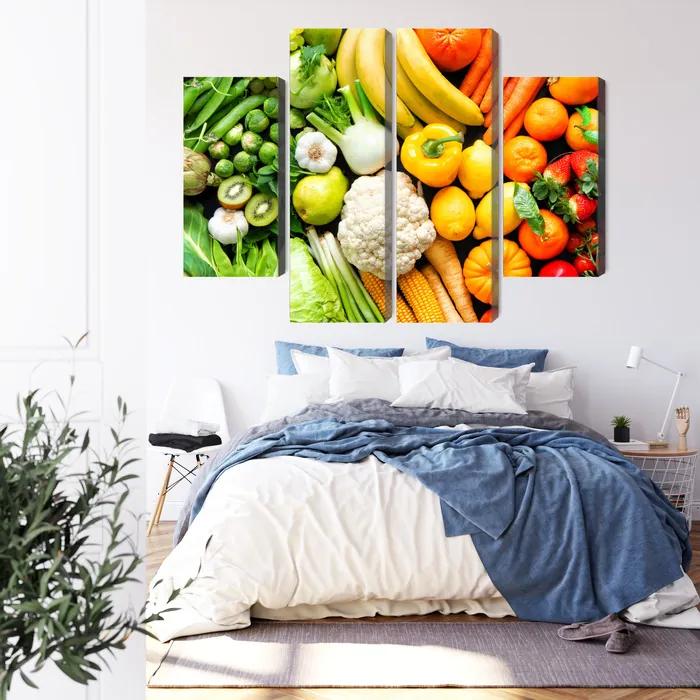 Vícedílný obraz Ovoce A Zelenina V Barvách Duhy Nedostatek Nedostatek Přírodní plátno 160x120