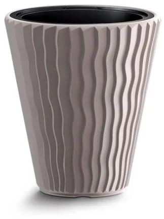 PROSPERPLAST Květináč - SANDY Průměr: 29,7 cm, Barva: šedá