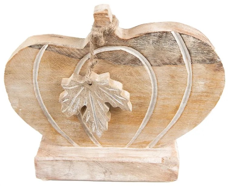 Hnědá dřevěná dekorace Dýně na podstavci – 29x6x22 cm
