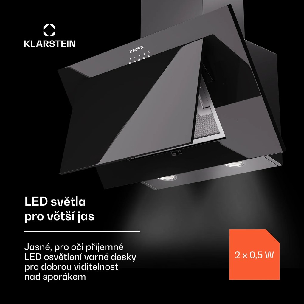 Klarstein Athena 60, digestoř, 60 cm, 247 m³/h, LED, odsávání/recirkulace