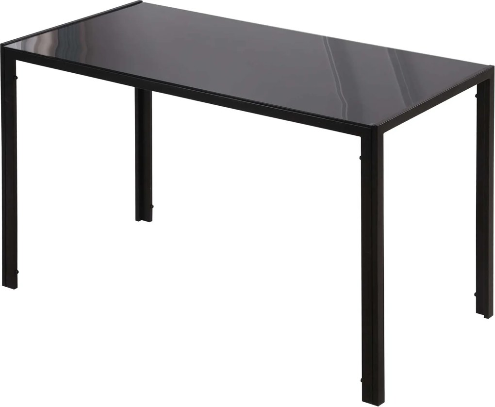HOMCOM LED jídelní stůl kuchyňský stůl pro 4 osoby, tvrzené sklo a kov, černý, 120x60x75cm, moderní a stylový | Aosom.de