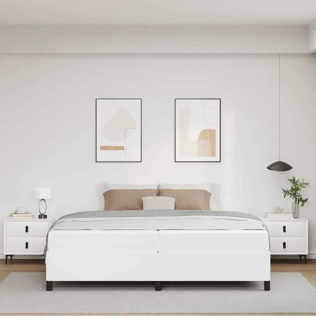 Rám postele s matrací Bílá 200 x 200 cm textil 3399020