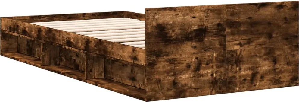 Rám postele se zásuvkou kouřový dub 100x200 cm kompozitní dřevo 3280794