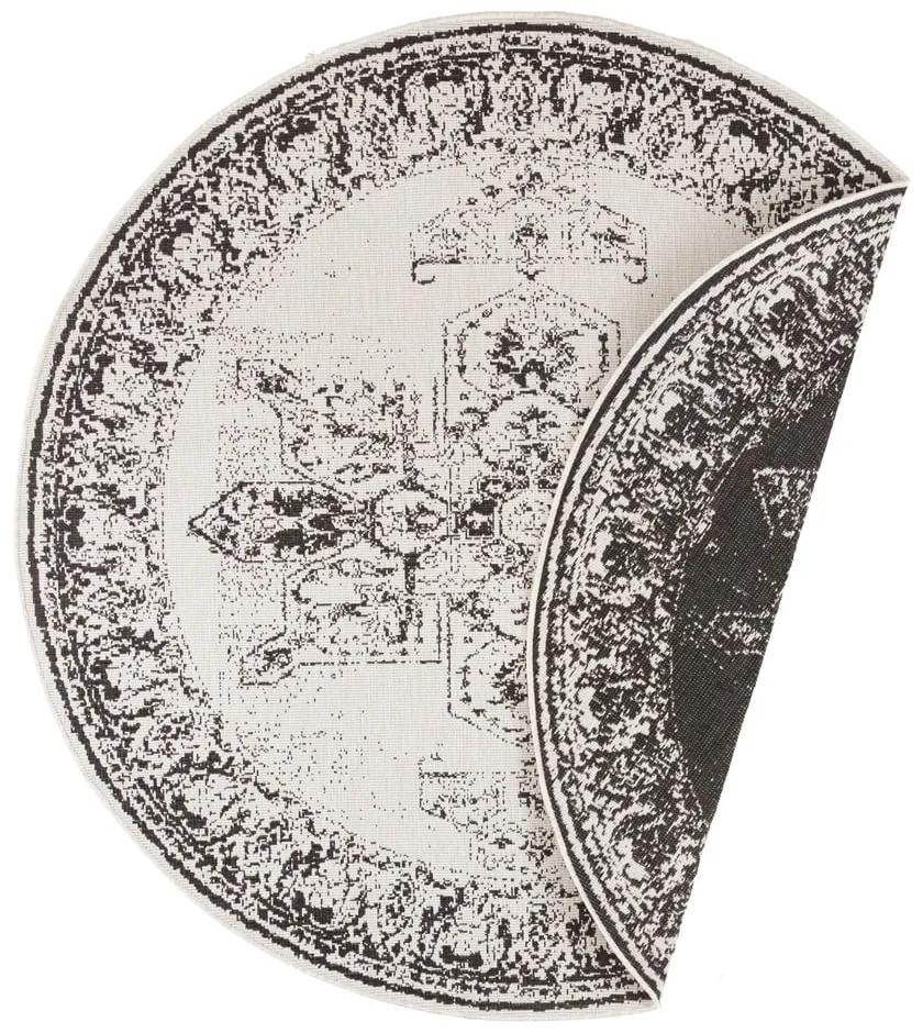 Černo-krémový venkovní koberec NORTHRUGS Borbon, ø 140 cm
