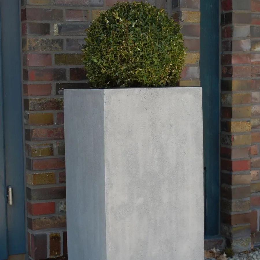 Samozavlažovací květináč BLOCK 80, sklolaminát, výška 80 cm, beton design