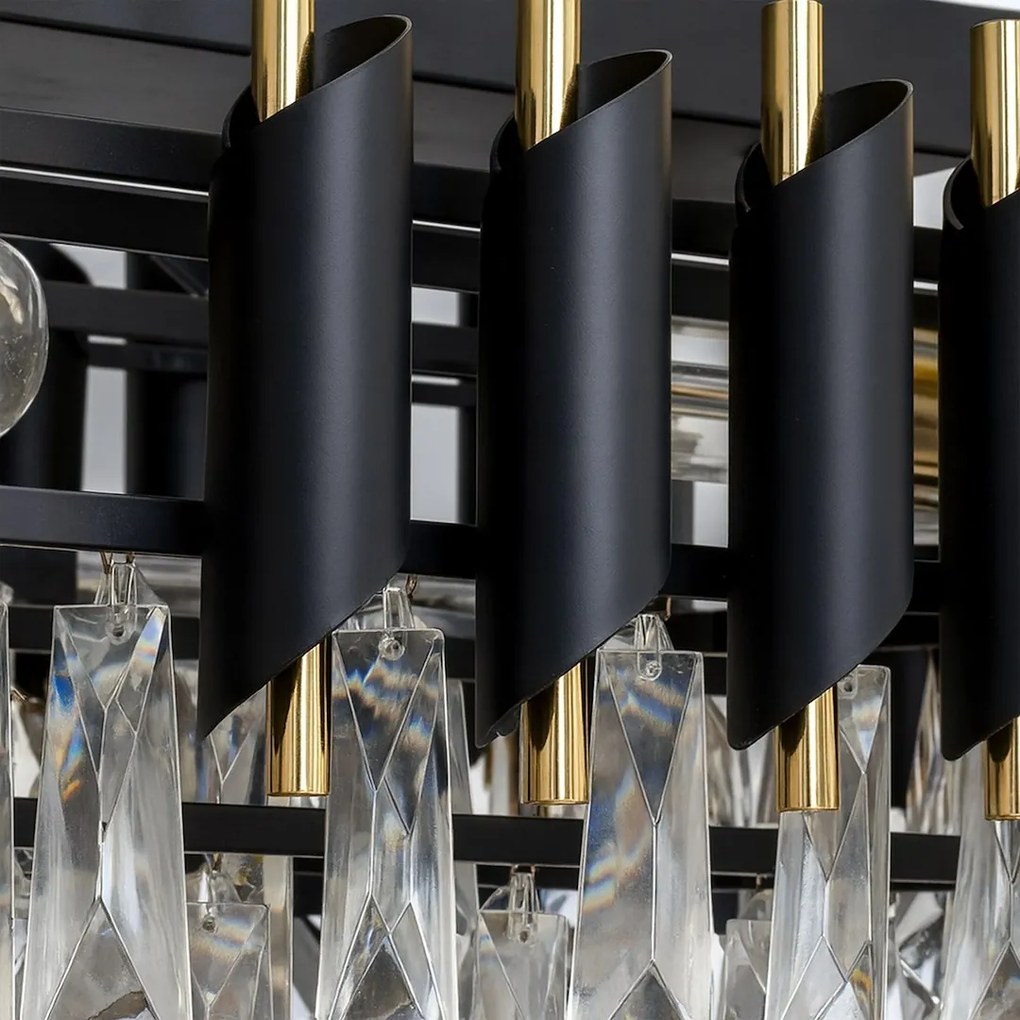 Lustr Cristal, 1x křišťálové/zlaté/černé kovové stínítko, g