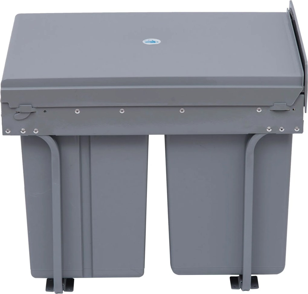 HOMCOM Systém na třídění odpadu 1 x 20L + 2 x 10L Vestavěný odpadkový koš se 3 oddíly Vytahovací systém pro třídění odpadu pro instalaci do spodní skř
