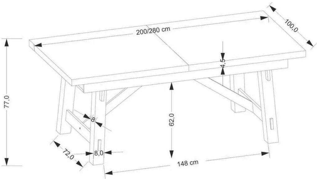 Rozkládací jídelní stůl Fiesta 200/280 cm dub přírodní/černý