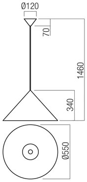 Redo group Redo Konos, měděné kónické závěsné svítidlo 1xE27, průměr 55cm