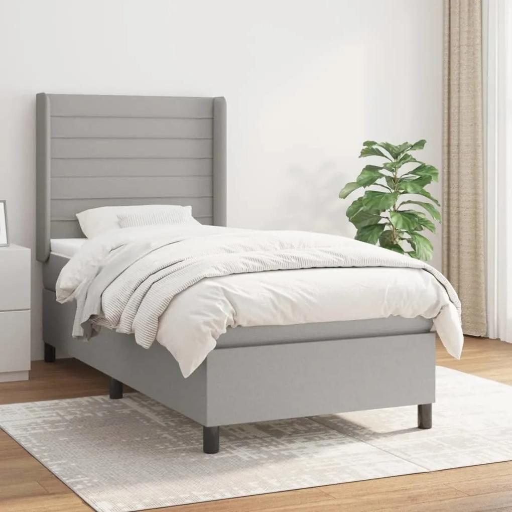 vidaXL Box spring postel s matrací 90x190 cm textil [3131478] Barva: Tmavě šedá