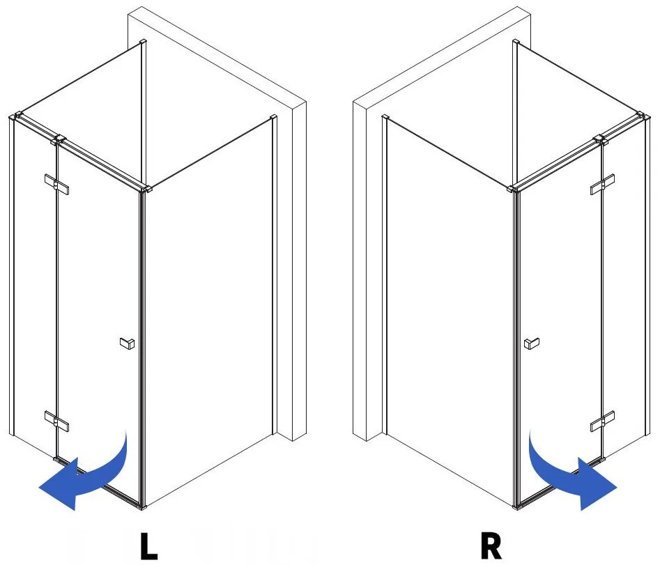 3-stěnný obdélníkový sprchový kout REA ATLAS PRAVÝ 120/dveře x 80/zástěna cm, chrom/transparent - bez vaničky