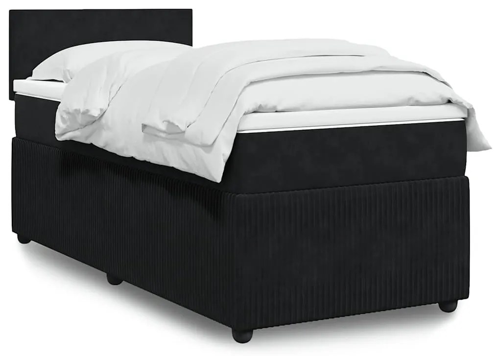 Box spring postel s matrací černá 80 x 200 cm samet 3287586