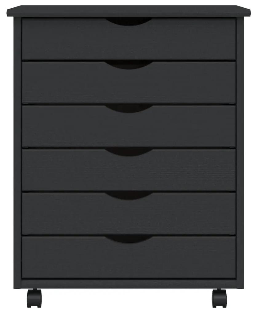 Zásuvková skříňka na kolečkách MOSS šedá masivní borové dřevo - Default Title