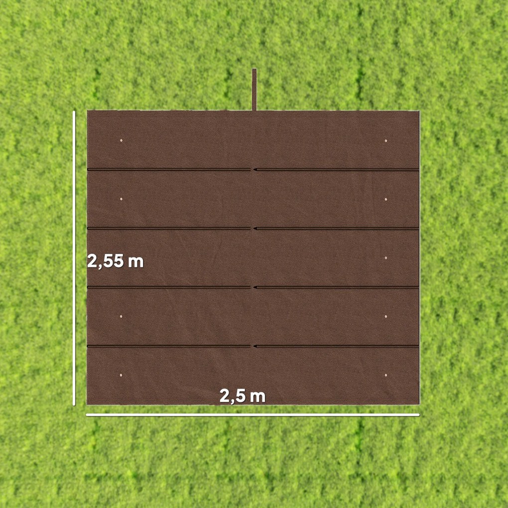 Náhradní střecha pro pergolu 3 x 3 m, zatahovací, s otvory pro odvod dešťové vody, odolná proti povětrnostním vlivům, polyester, 250 x 255 cm Káva