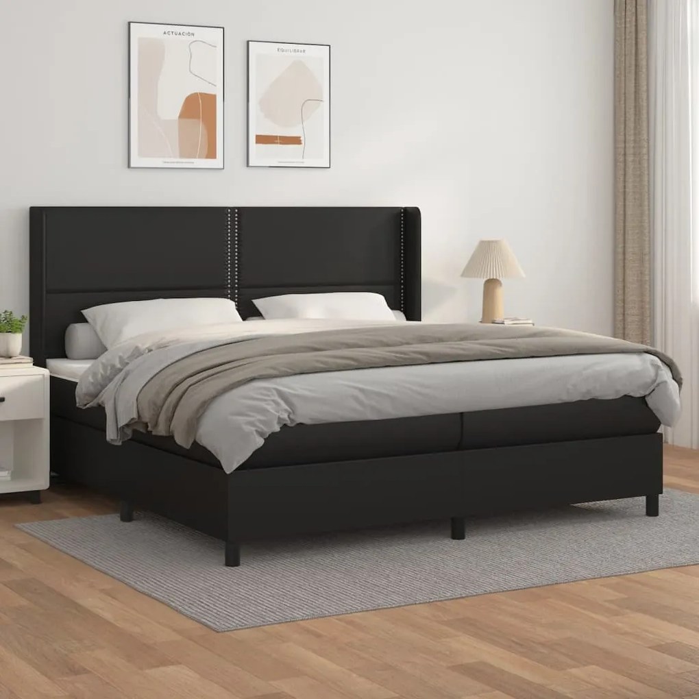 Box spring postel s matrací černá 200x200 cm umělá kůže