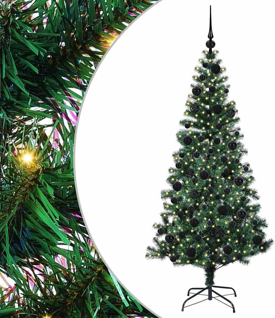 Umělý osvětlený vánoční stromeček Zelená 180 cm PVC a kov 3396763