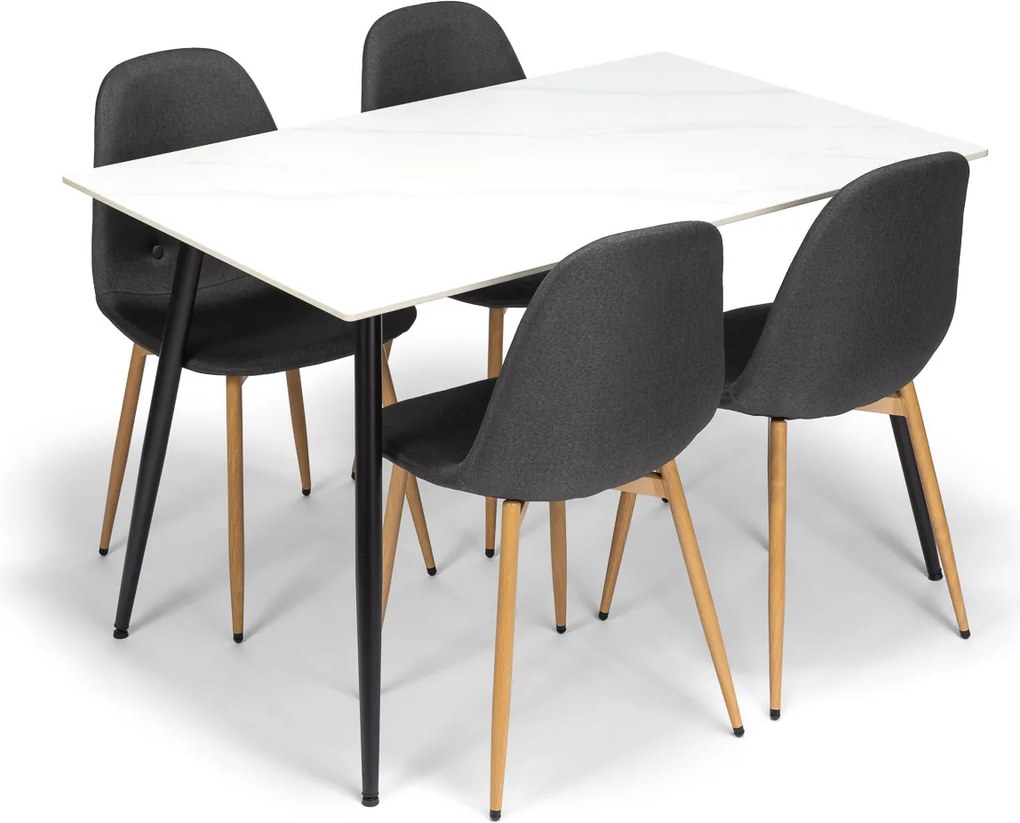 Noela Jídelní set CERAMON 120 bílý + 4x židle MARIE tmavě šedá