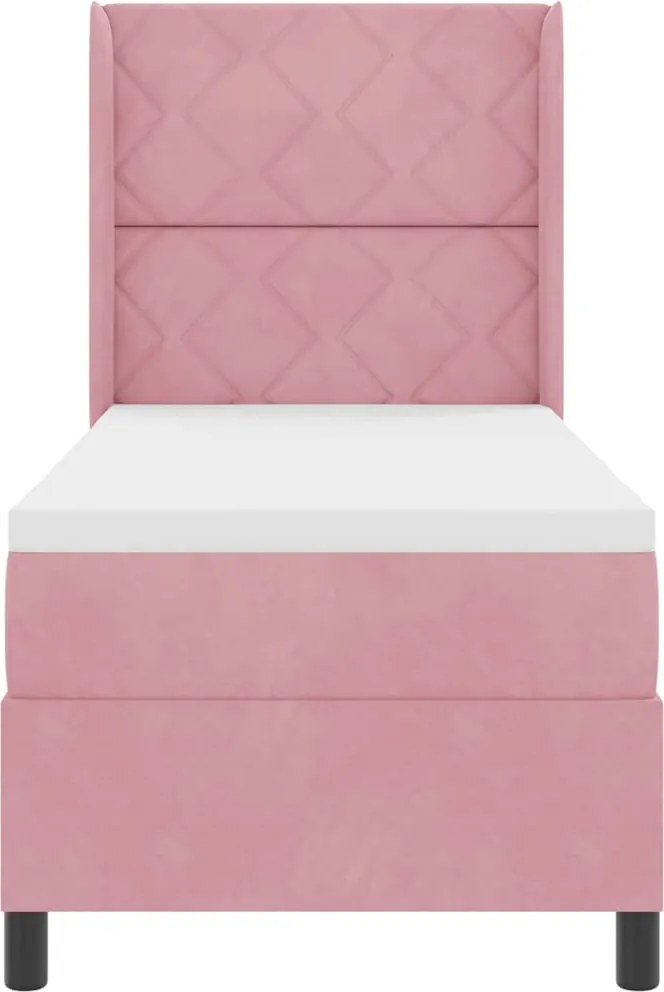 Postel s boxspringem s čelo Růžová 80 x 200 cm samet 3342037