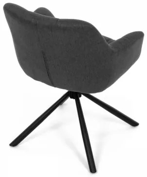 Jídelní židle křeslo tmavě šedá látka, otočný mechanismus 90°/90° (L/P), černý kov HC-532 GREY2