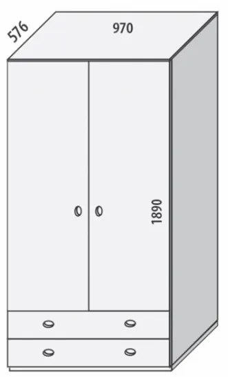 Domestav - DOMINO Skříň šatní kombinovaná střední hloubka 576 buk cink, olejovaný