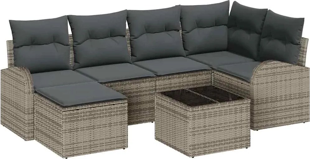 Set pohovek 7 ks Šedá polyratan 3354788