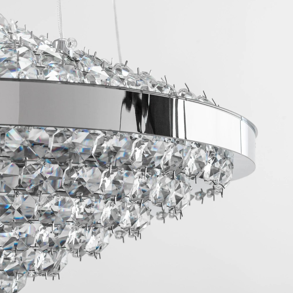 Toolight - Křišťálová závěsná lampa APP774-1CP + dálkové ovládání, chromová, OSW-05025