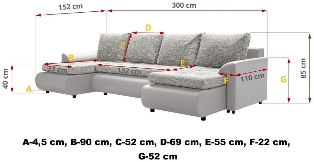 Casarredo - Komfort nábytek Rozkládací sedací souprava do U PELAGI s úložným prostorem, Soft 11/Lawa 9