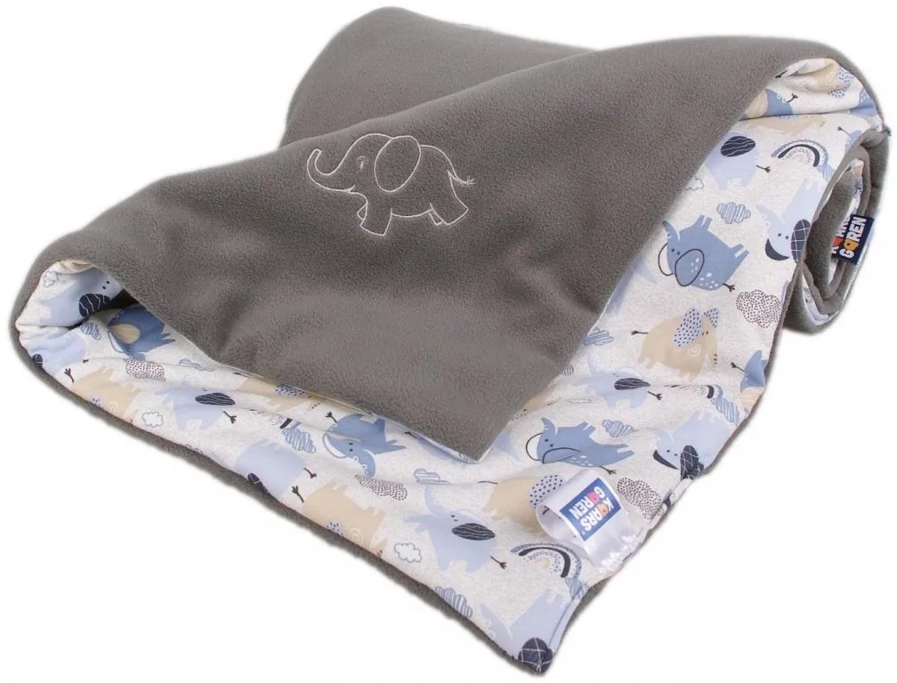 Kaarsgaren Zateplená dětská deka 70x100 cm šedá slon modrý