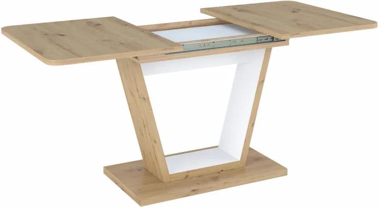 MAXIVA Jídelní stůl rozkládací - NIGEL, 120/160x80, dub artisan/bílá