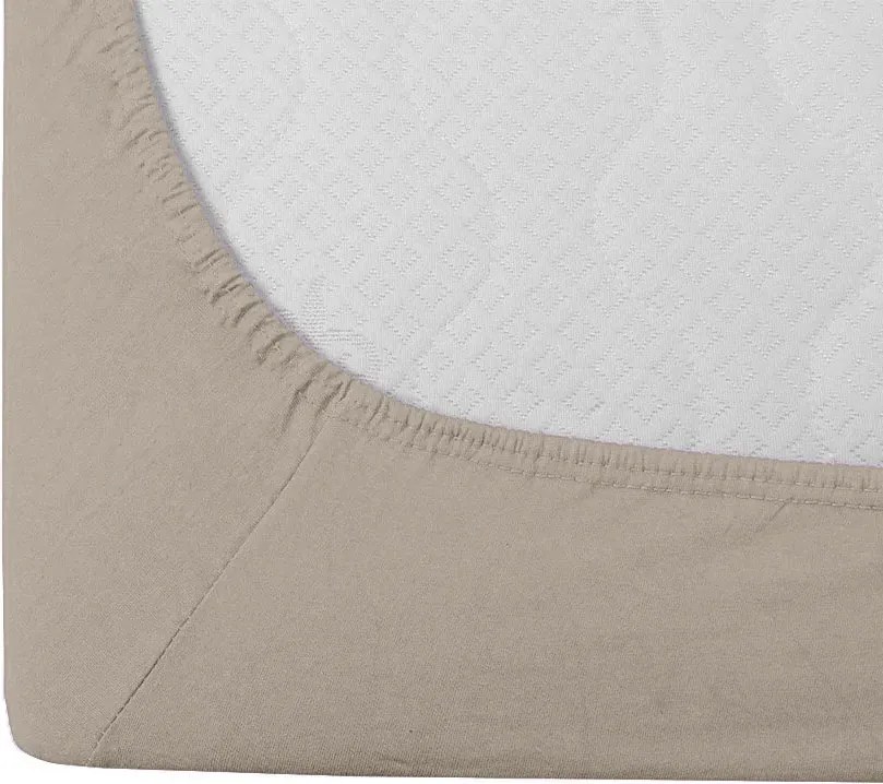 Sada krepového povlečení ASTORIA POLY krémové + prostěradlo Jersey 90 x 200 cm cappuccino, jednolůžko