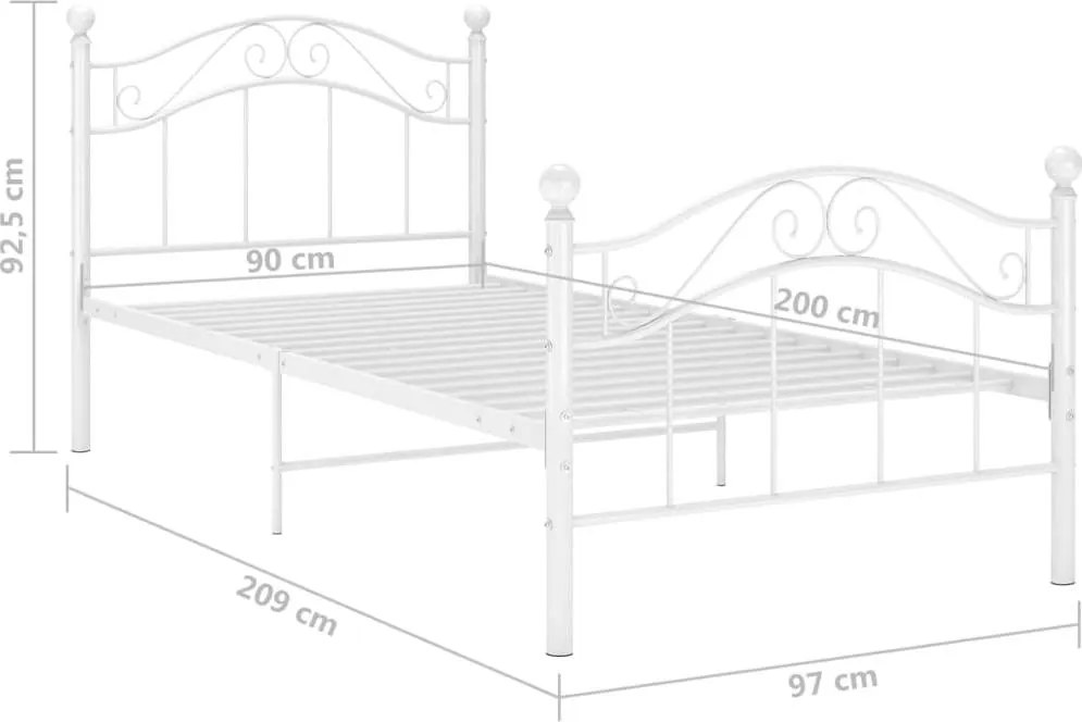 vidaXL Rám postele kov 90 x 200 cm [324989] Barva: Bílá