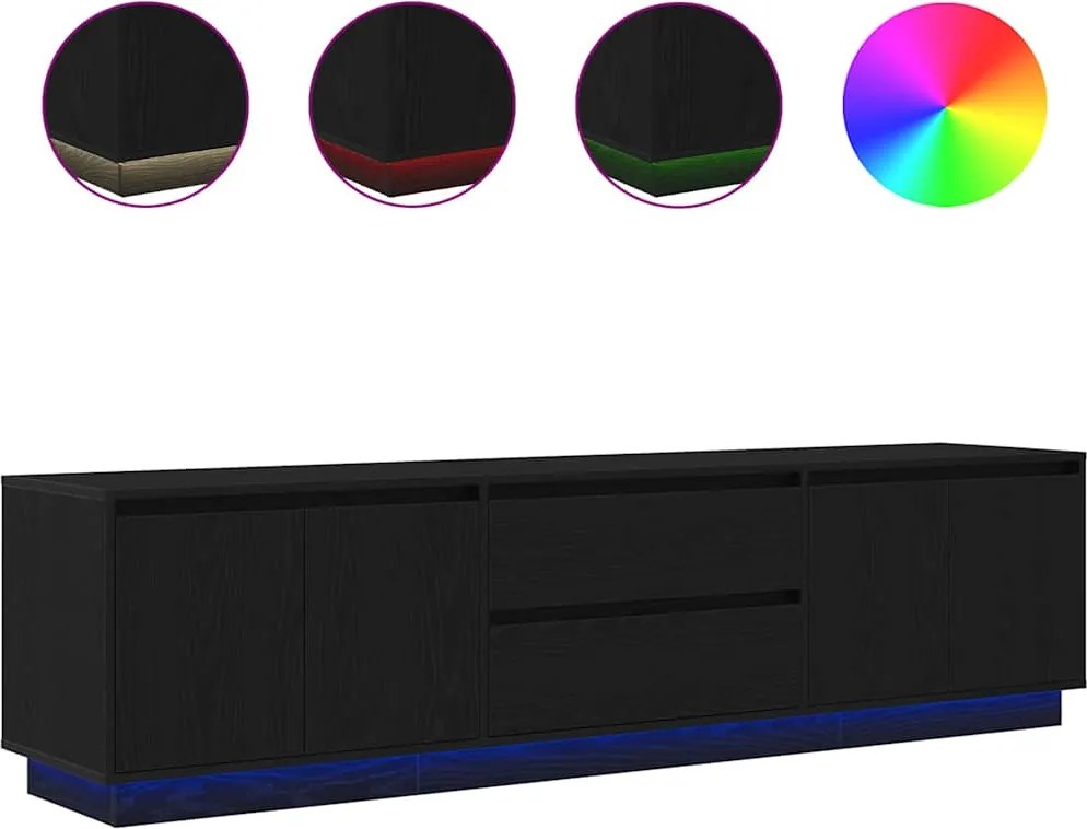 TV skříňka s LED osvětlením černý dub 193,5x41x50 cm 3328436