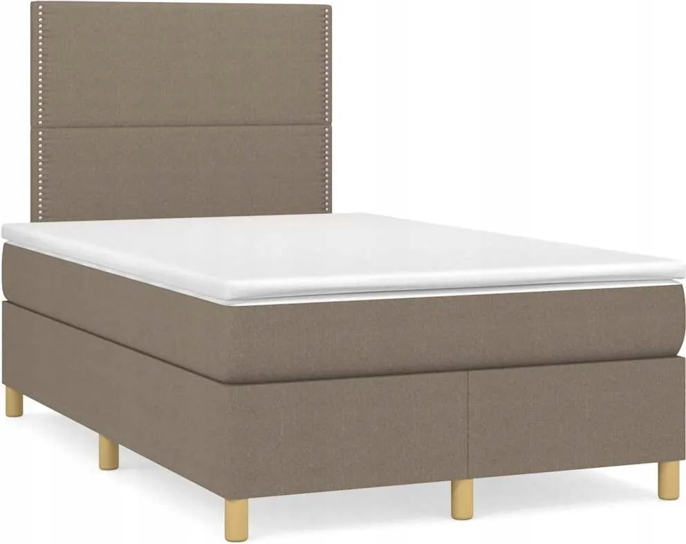Box Spring Postel S Matrací A Led Textil Taupe Hladké s hřebíky 120 x 190