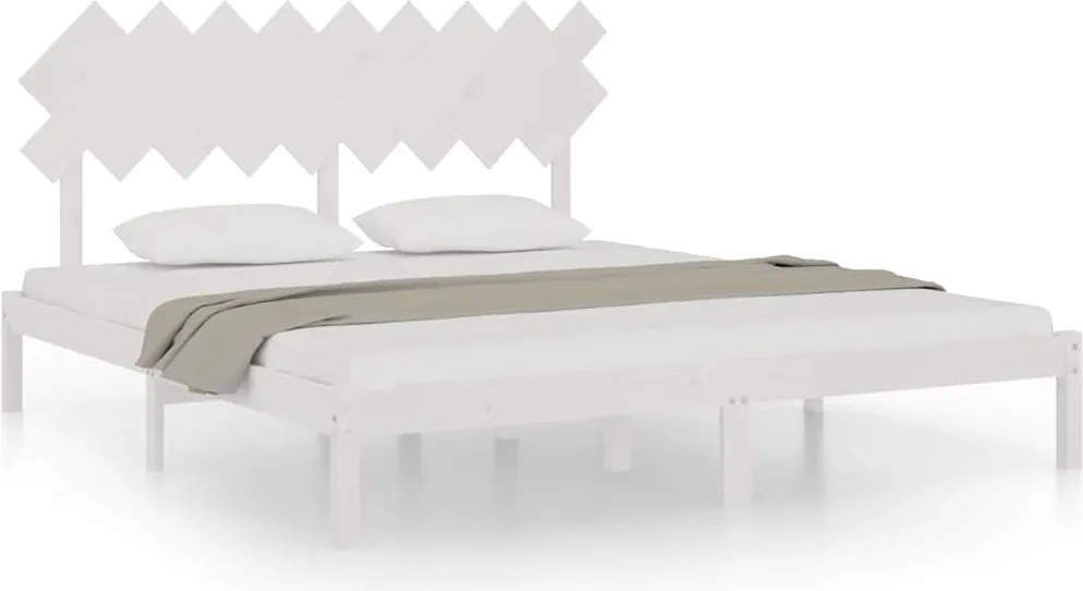 Rám postele bílý 180 x 200 cm Super King masivní dřevo 3104884