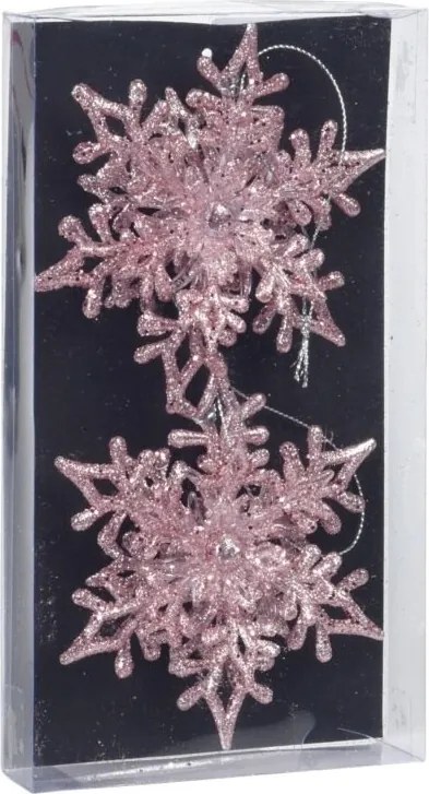 Sněhové vločky – růžové 2 ks 11 cm