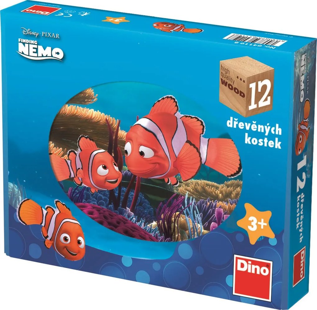 Dino obrázkové kostky hledá se nemo, 12 kostek