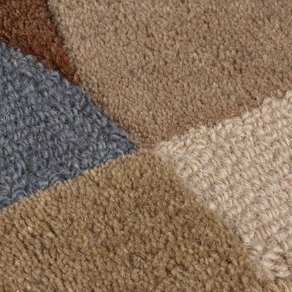 Šedobéžový ručně tkaný vlněný běhoun 80x230 cm Mia Ellipse – Flair Rugs