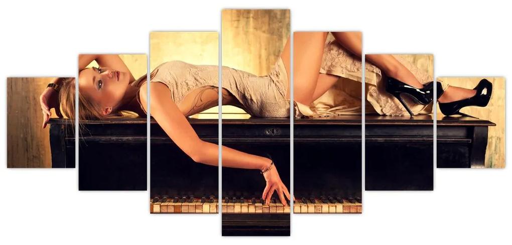 Obraz - Žena na klavíru (210x100 cm)