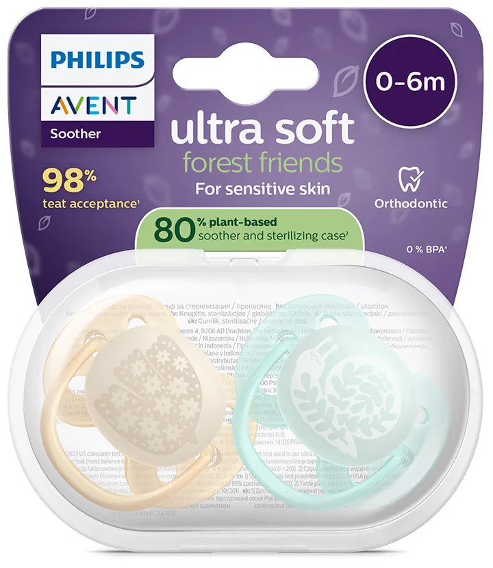 PHILIPS AVENT Šidítko Ultrasoft Premium neutral 0-6 m obrázek 2 ks Philips Avent