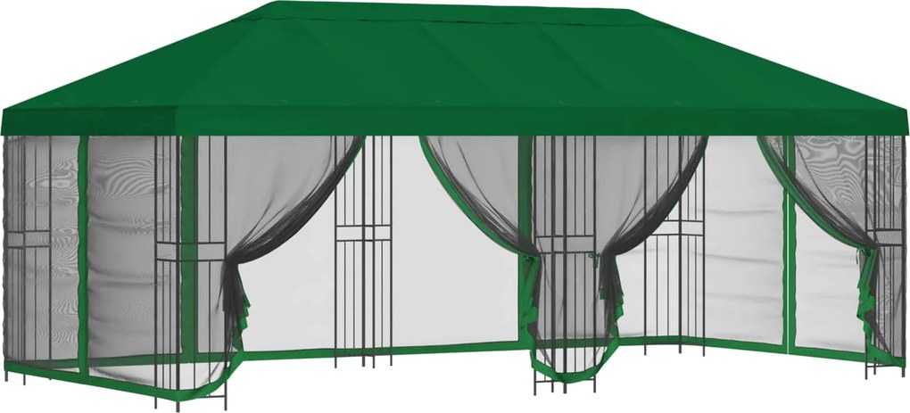 Altán s bočními stěnami 6 x 3 m Zelená Polyester a ocel 190 gsm 3375998
