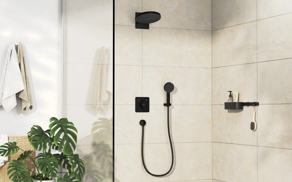 Hansgrohe DuoTurn Q, baterie pod omítku pro 2 spotřebiče, černá matná, HAN-75414670