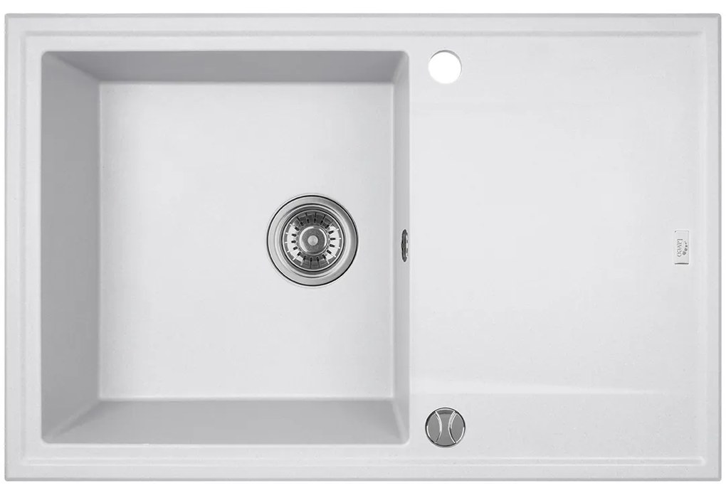 Laveo Megalo, 1-komorový granitový dřez 780x500x185 mm, bílá, LAV-SBE_611T