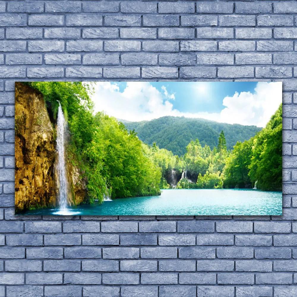 Plexisklo-obraz Hory Les Jezero Příroda 120x60 cm