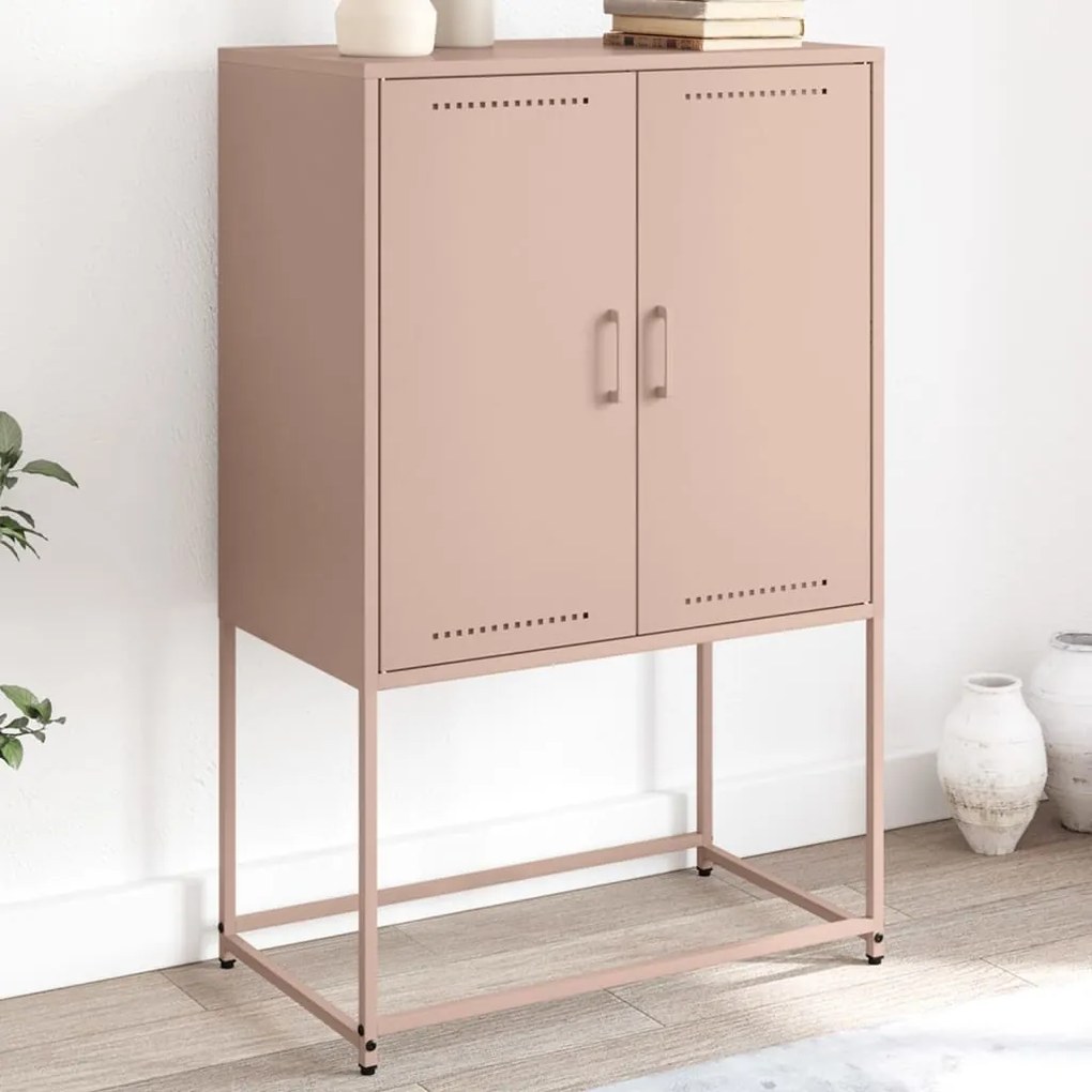 Skříň highboard růžová 68,5 x 38,5 x 107 cm ocel